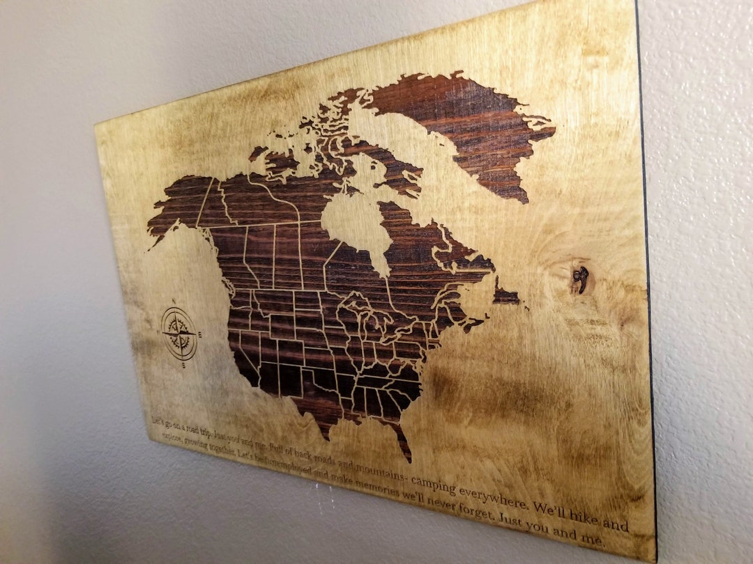 Push Pin Map Travel Log Wood United States and Canada Map - Etsy