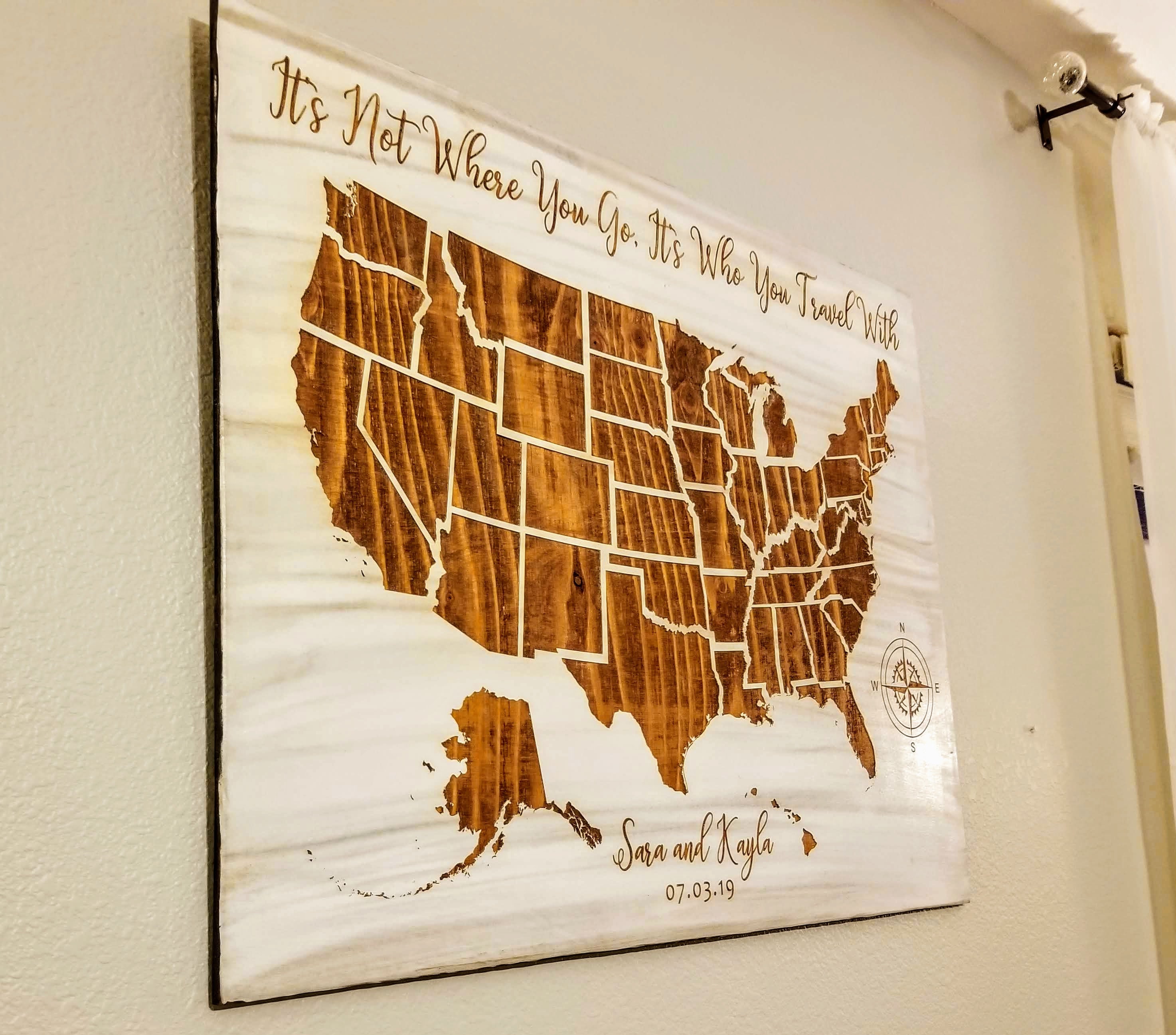 Push Pin US Travel Map. Wood Laser Cut Birch Custom | Etsy