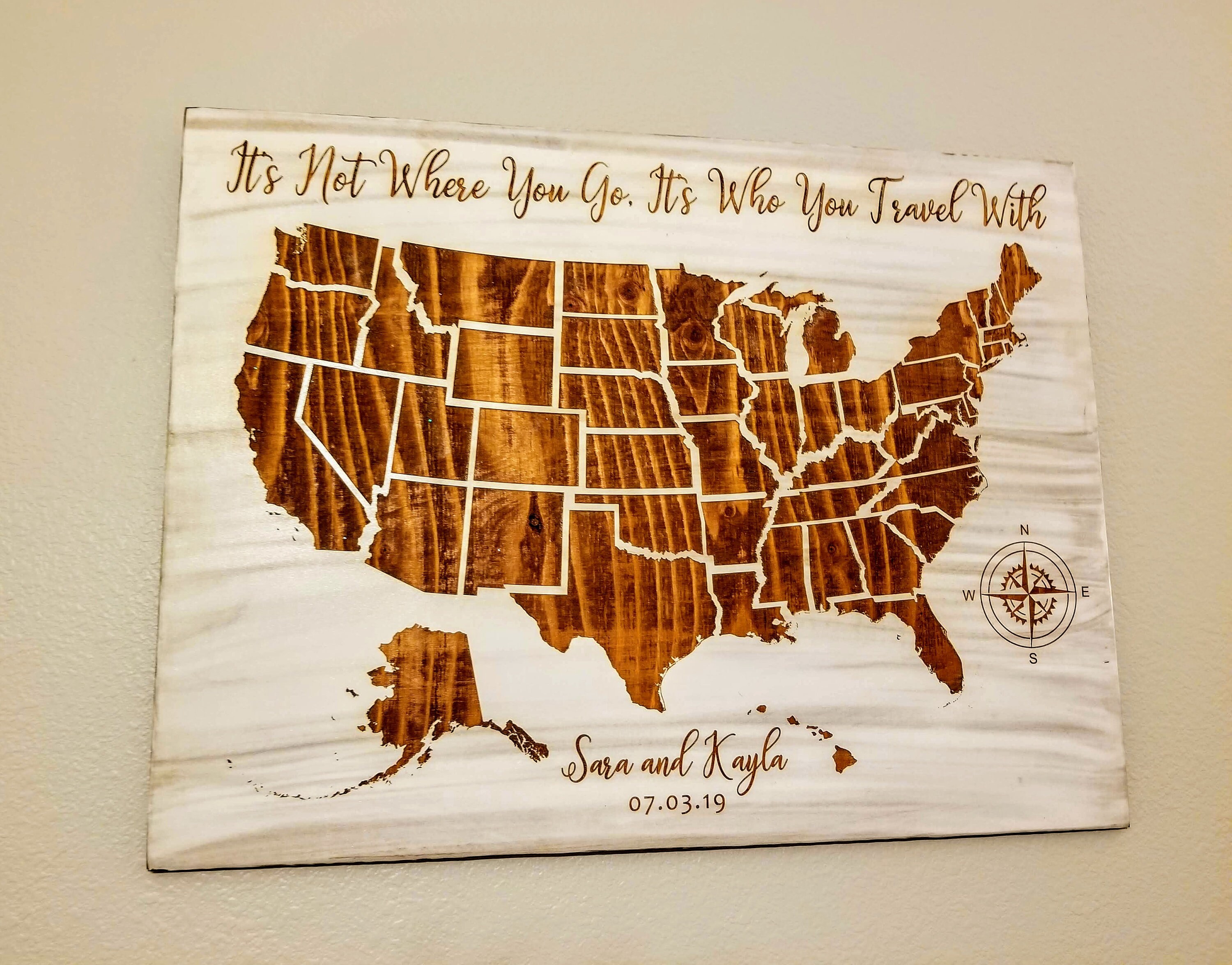 Push Pin US Travel Map. Wood Laser Cut Birch Custom - Etsy