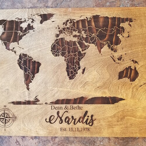 Custom Map Laser Engraved Map - Etsy