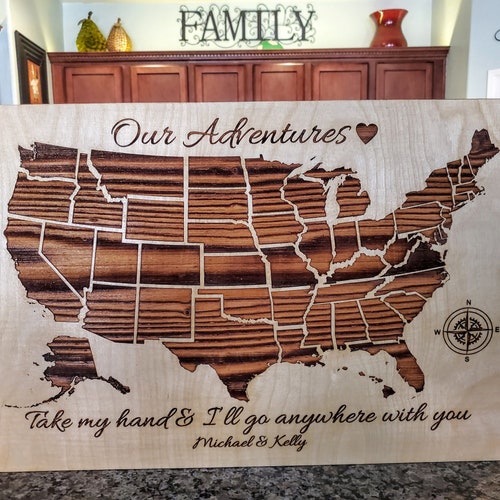 Push Pin Map Personalized Travel Map USA United States - Etsy