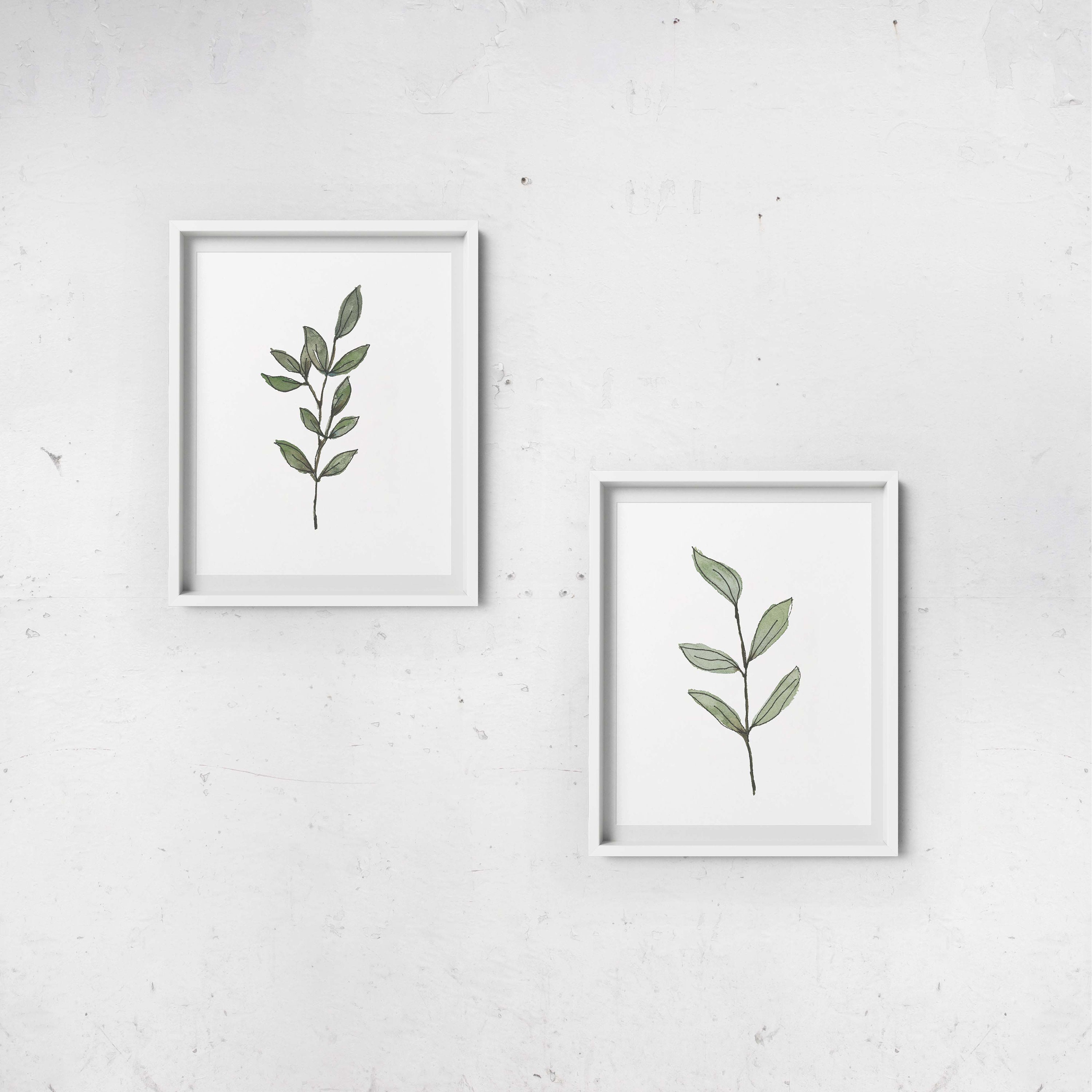 Simple Green Leaves Multiple Size Options Botanical Branch Bundle ...
