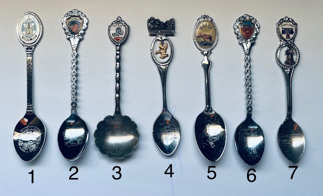Vintage Souvenir Spoons Engraved US States & Monuments Collectables - Etsy