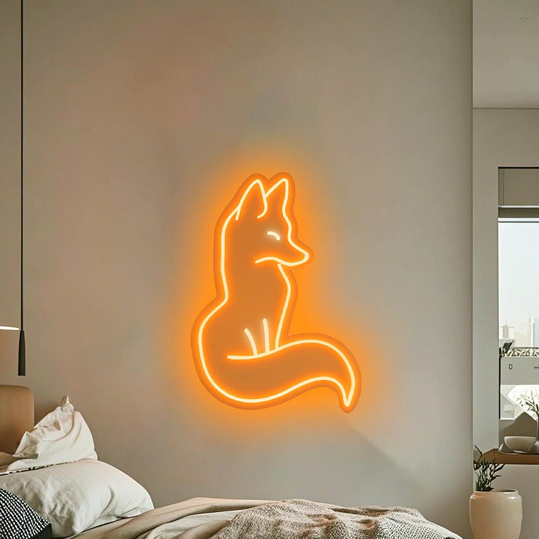 Fox Neon Sign, Custom Neon Sign, Neon Sign Wall Decor, Neon Sign ...