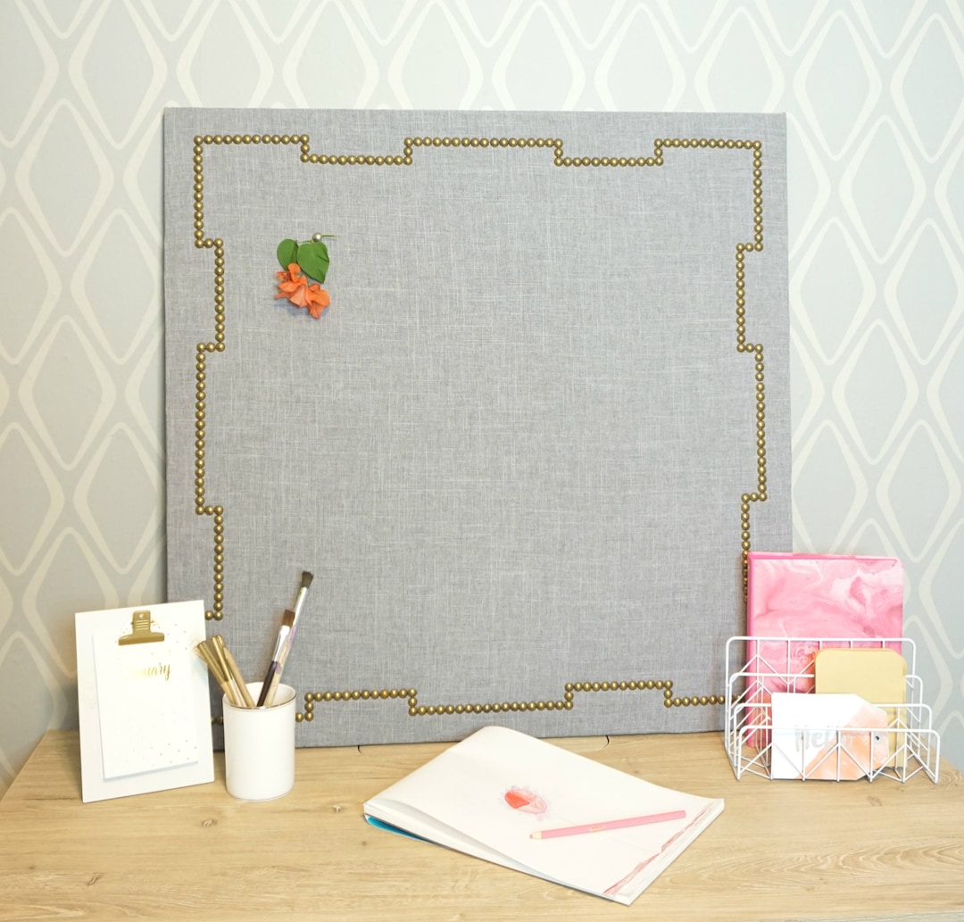 Pinboard, Corkboard, Memo Board, Vision Board, Wrapped in Natural Linen ...
