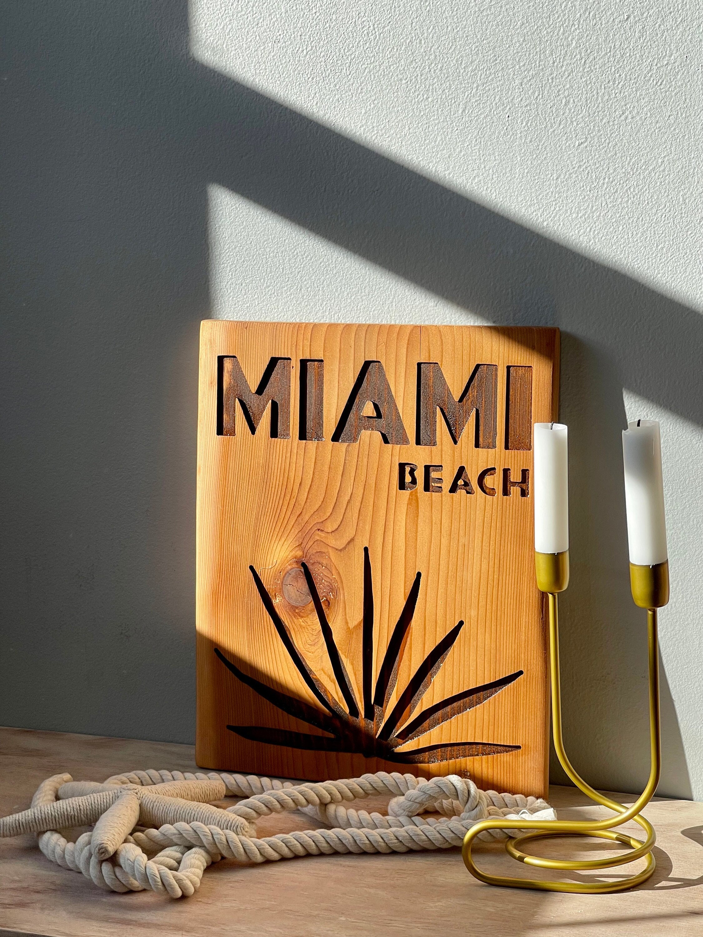Miami Beach Wood Sign, Beach Wood Decor, Reclaimed Wood Art - Etsy
