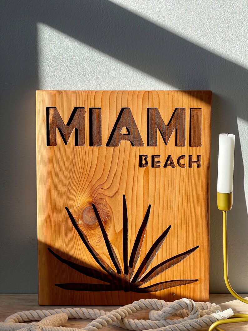Miami Beach Wood Sign, Beach Wood Decor, Reclaimed Wood Art - Etsy