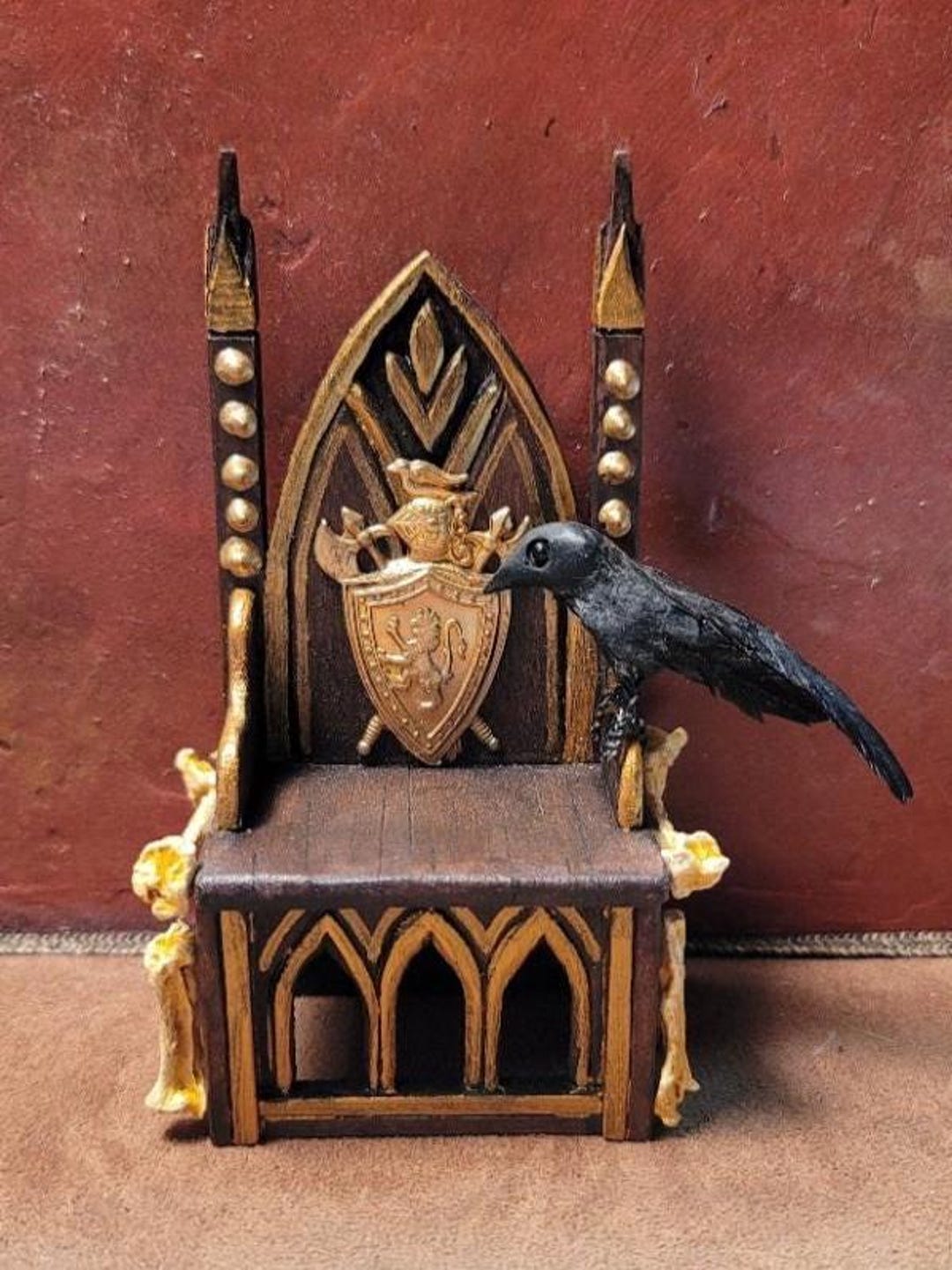Handcrafted Medieval Gothic Miniature Throne Chair With Crow (1/12th ...