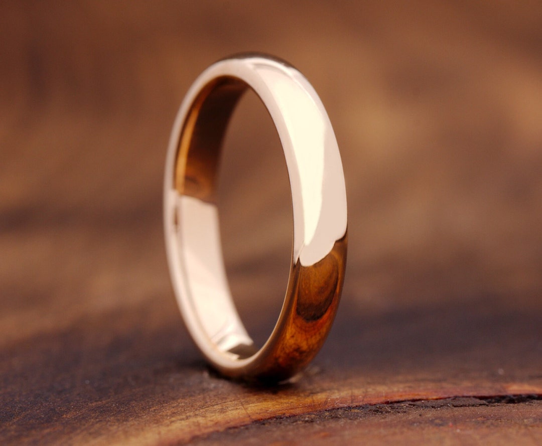 Rose Gold Wedding Band, Simple Tungsten Ring, Mens Womens Wedding Band ...