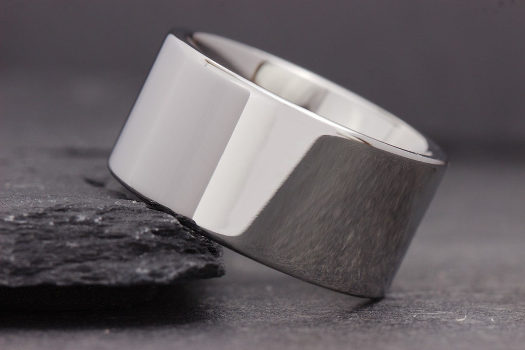 Mens Silver Polished Wedding Band, Mens Silver Wedding Ring, Mens Pipe ...