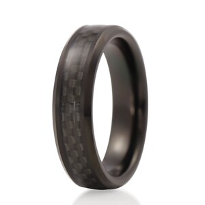Men's Black Wedding Ring, Carbon Fiber Wedding Ring, Mens Wedding Band, Mens Engagement Ring ...