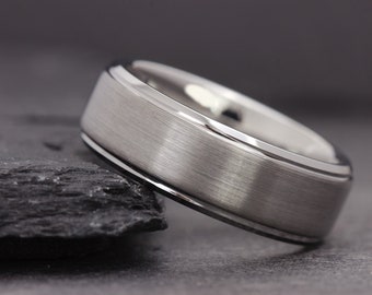 Mens Gold Brushed Wedding Band, Mens Gold Wedding Ring, Mens Brushed Ring, Tungsten Carbide Band ...