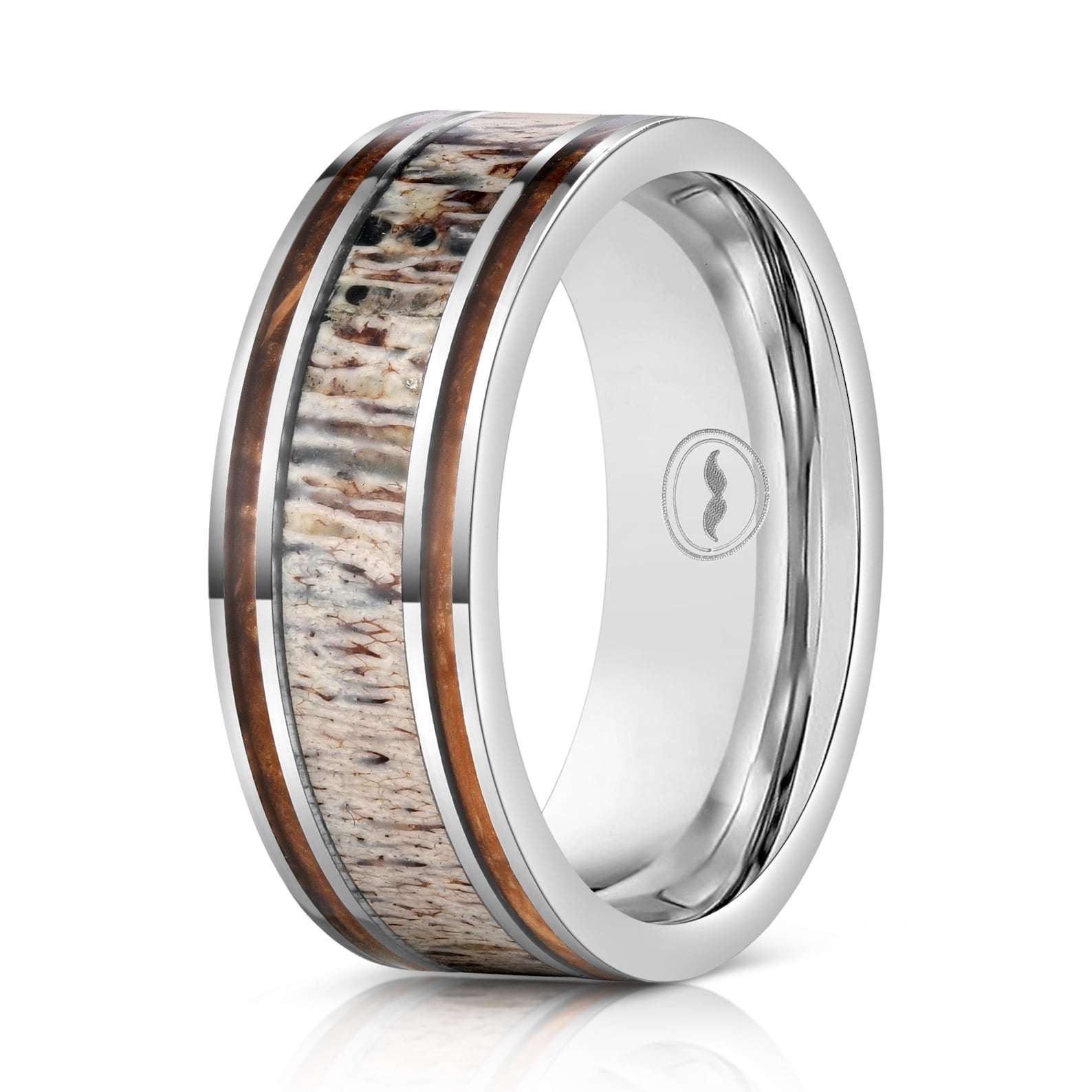 Mens Deer Antler Wedding Band Mens Whiskey Barrel Wood Ring - Etsy
