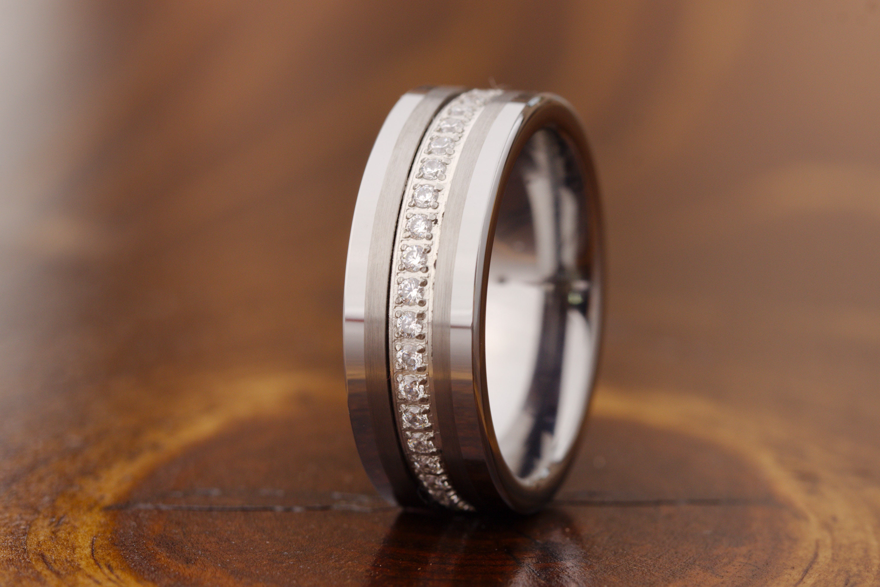 Mens Silver Wedding Band, Mens Cubic Zirconia Wedding Ring, Mens ...