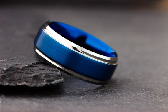 Mens Blue Wedding band Mens Blue Ring Mens Wedding Band | Etsy
