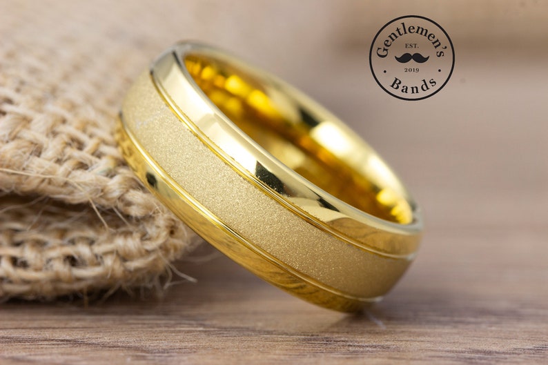 Men's Gold Wedding Ring Sandstone Wedding Ring Mens - Etsy
