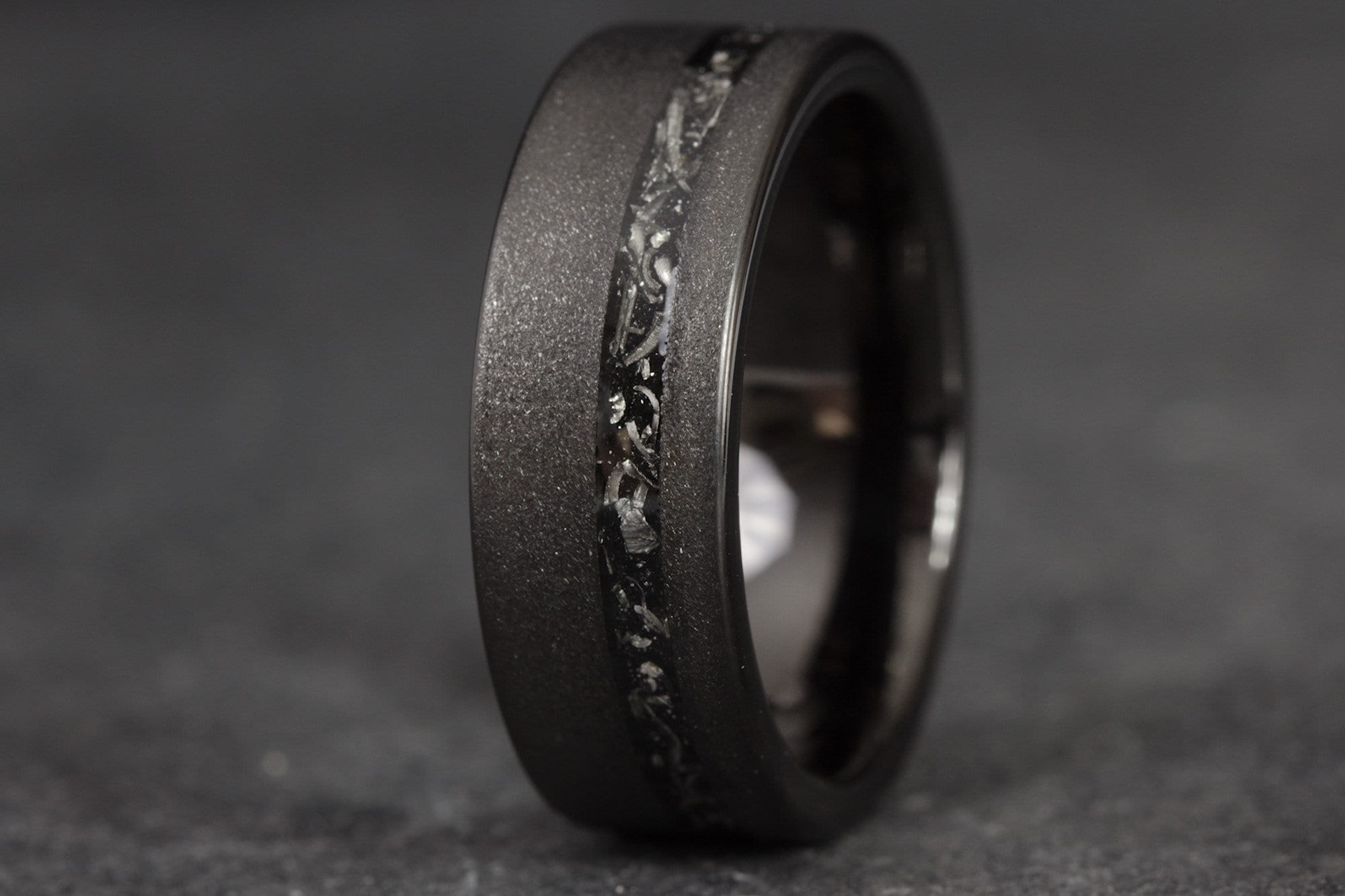 Meteorite Ring, Black Obsidian Tungsten Ring, Mens Black Ring ...