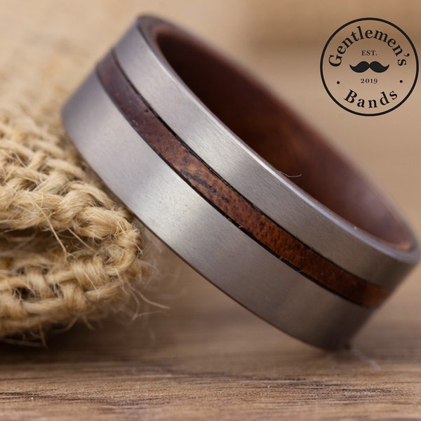 Titanium Wood Ring - Etsy