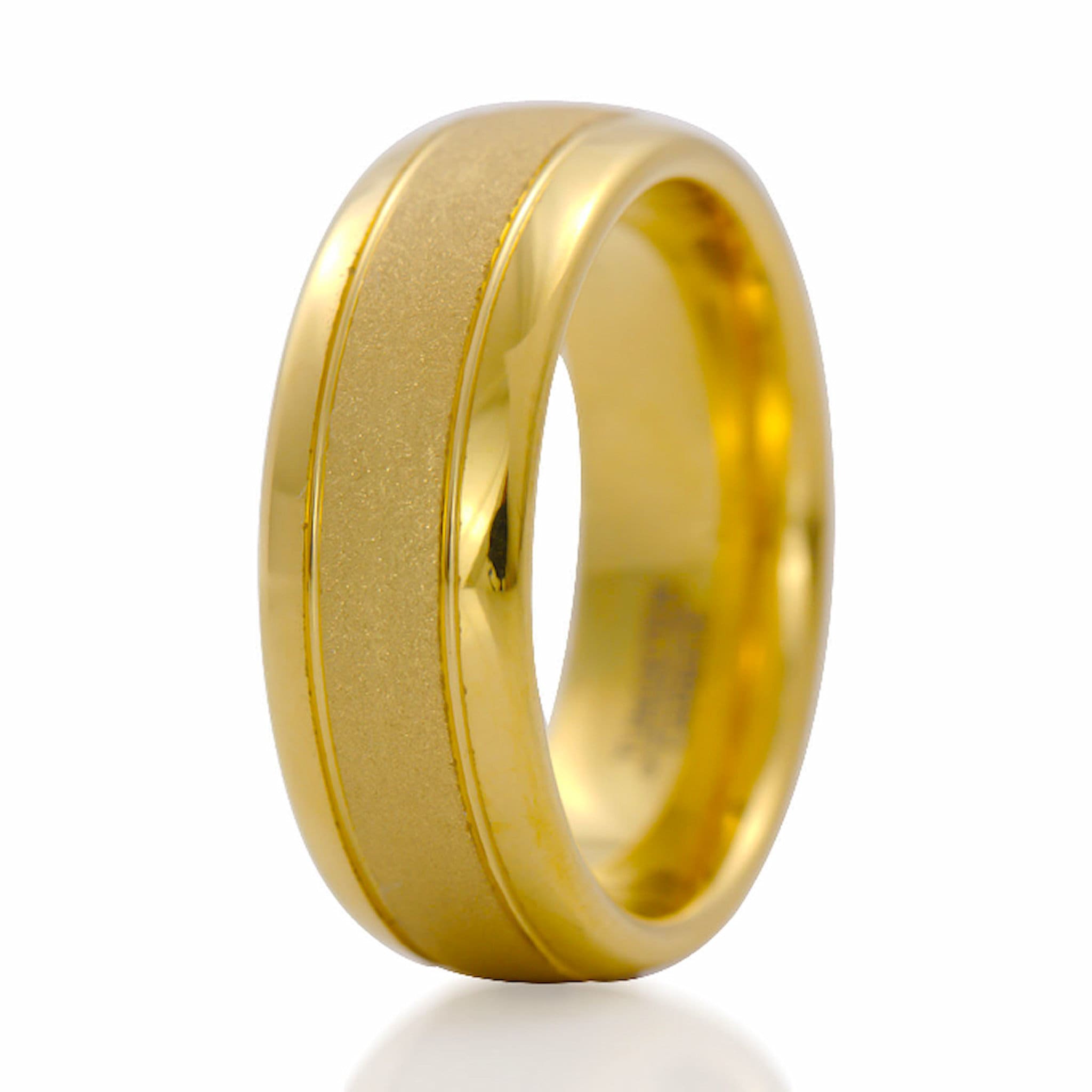 Men's Gold Wedding Ring Sandstone Wedding Ring Mens - Etsy