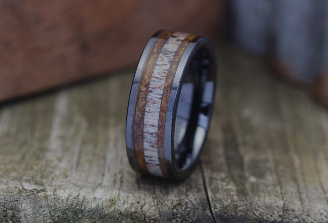 Mens Outdoorsman Ring Deer Antler Wedding Ring Deer Antler - Etsy