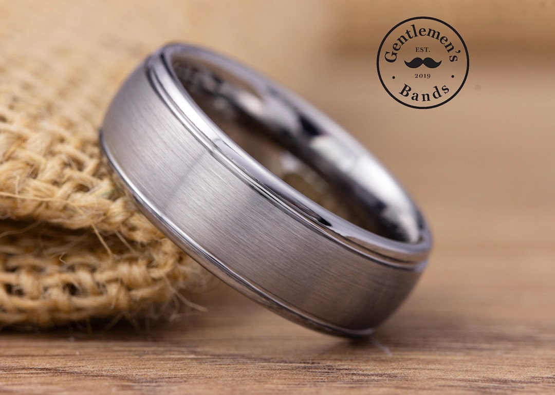 Brushed Silver Wedding Band, Mens Classic Silver Ring, Guys Promise ...