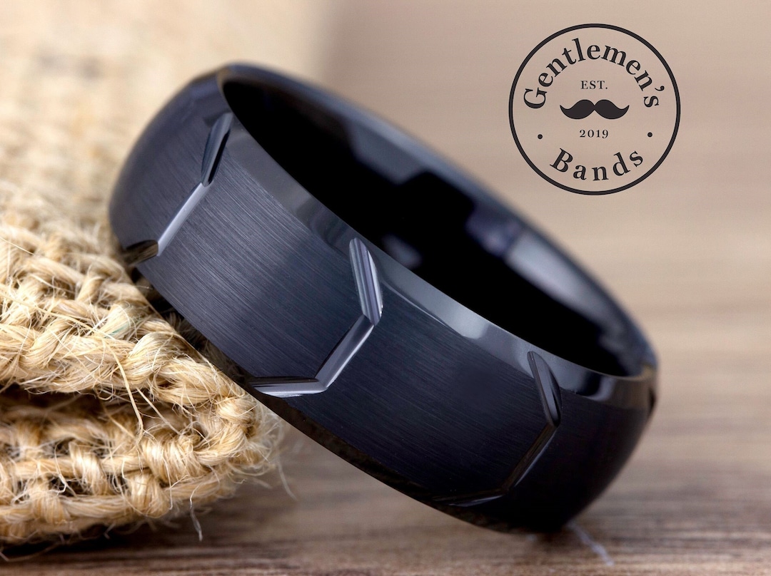 Men Black Wedding Ring, Black Ring, Design Wedding Ring, Mens Wedding ...
