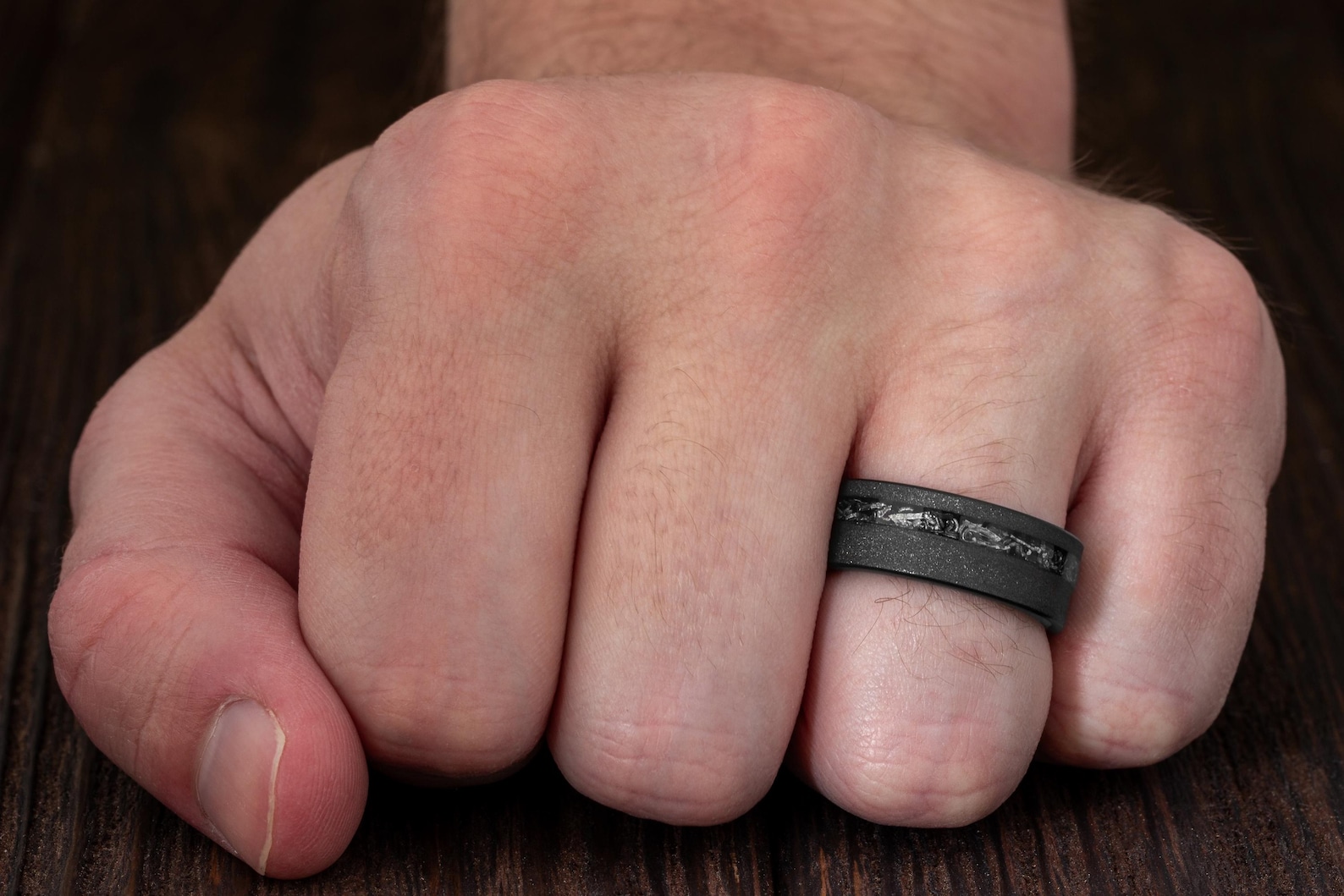 Meteorite Ring, Black Obsidian Tungsten Ring, Mens Black Ring ...