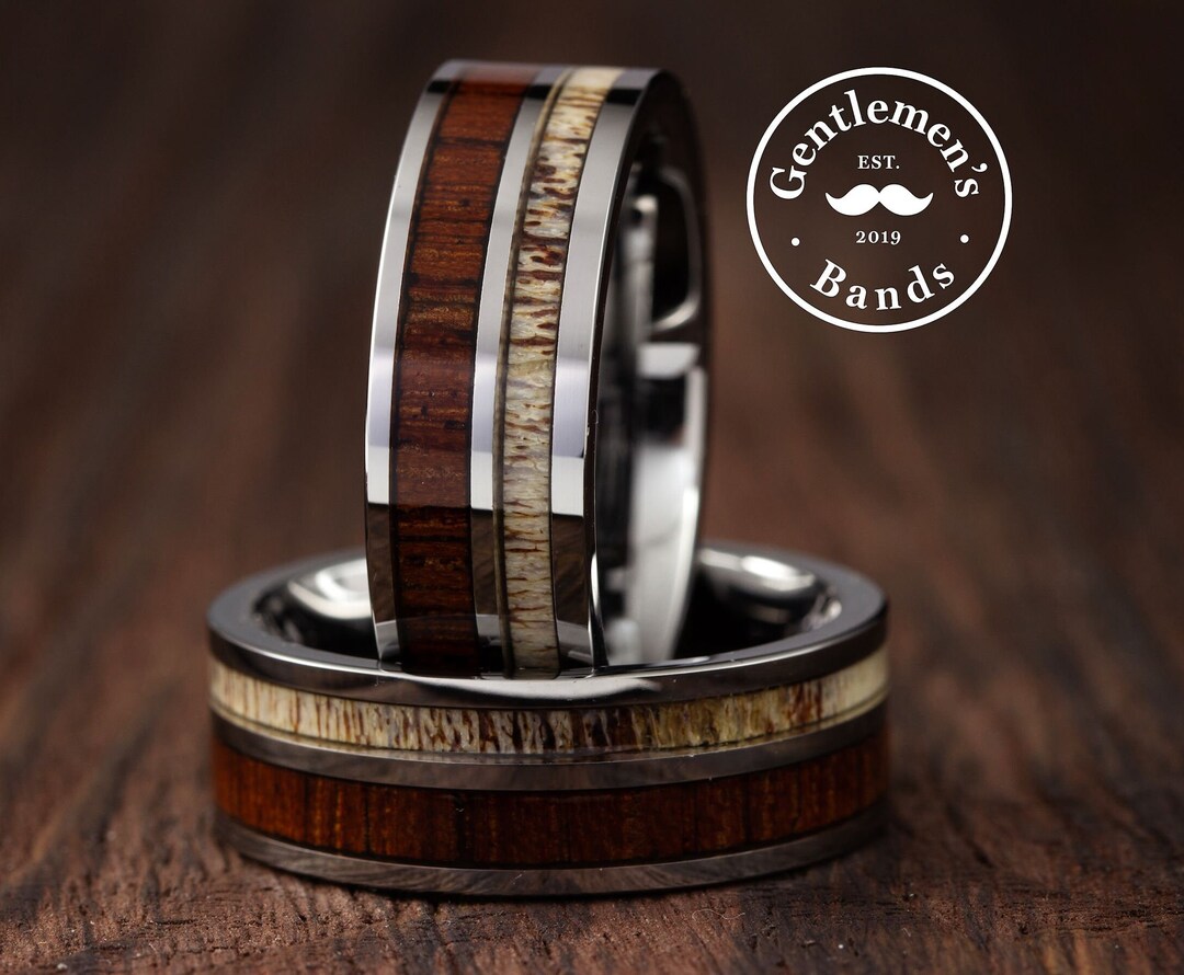 Mens Deer Antler Ring, Mens Unique Wedding Ring, Mens Wedding Band ...
