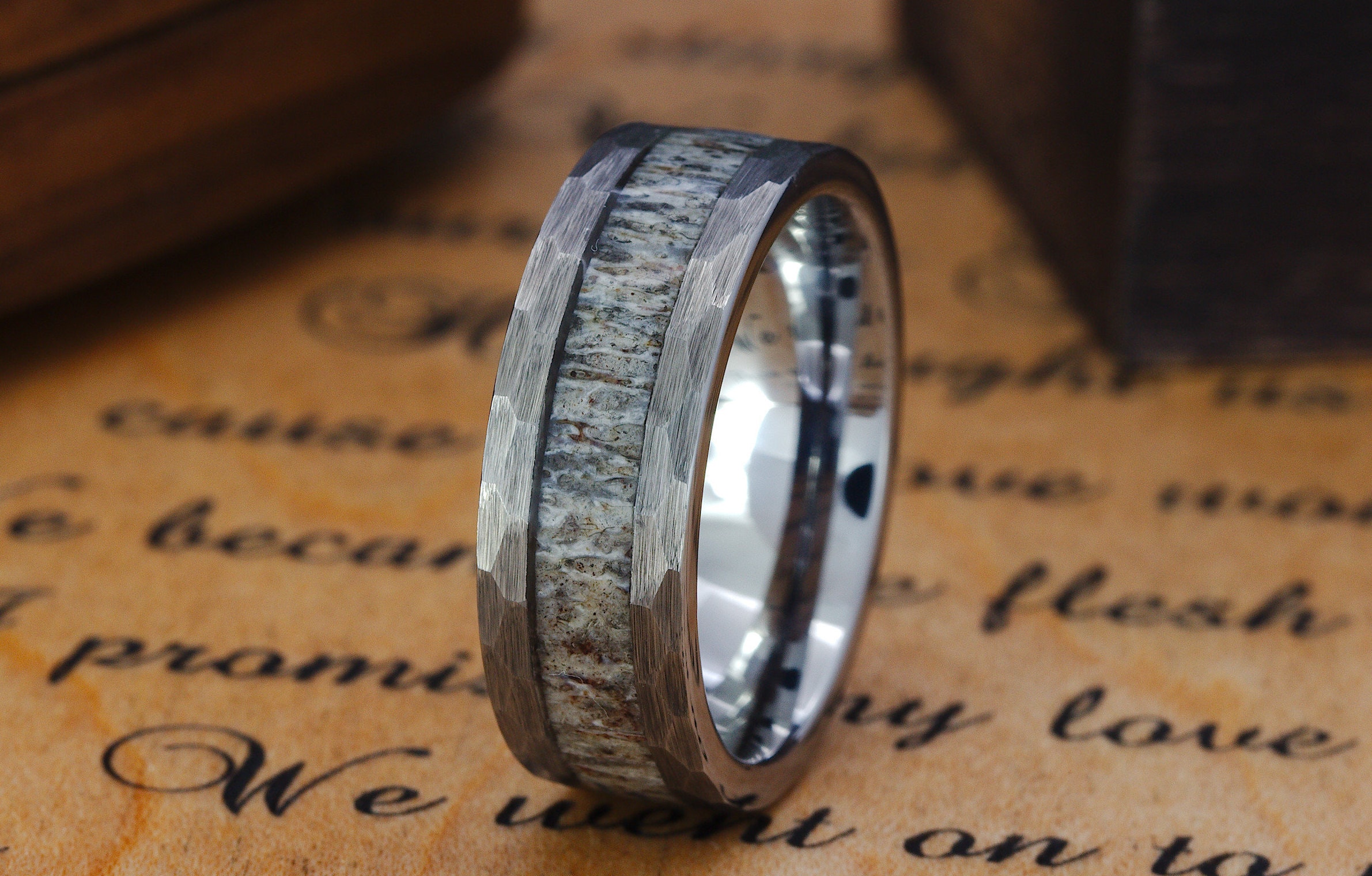Mens Deer Antler Wedding Band Mens Antler Ring Silver Deer | Etsy
