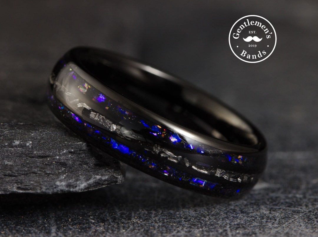 Orion Nebula Ring, Meteorite Ring, Space Ring, Mens Wedding Band, Blue ...