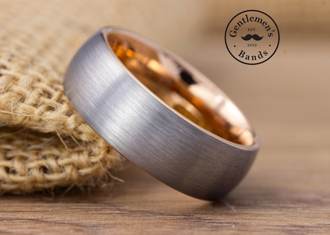 Brushed Silver Ring, Mens Wedding Band, Silver Ring, Domed Ring ...