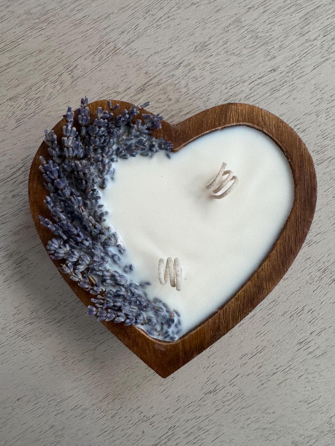 Heart Dough Bowl Soy Candle: Dried Lavender, Rustic Farmhouse Decor - Etsy