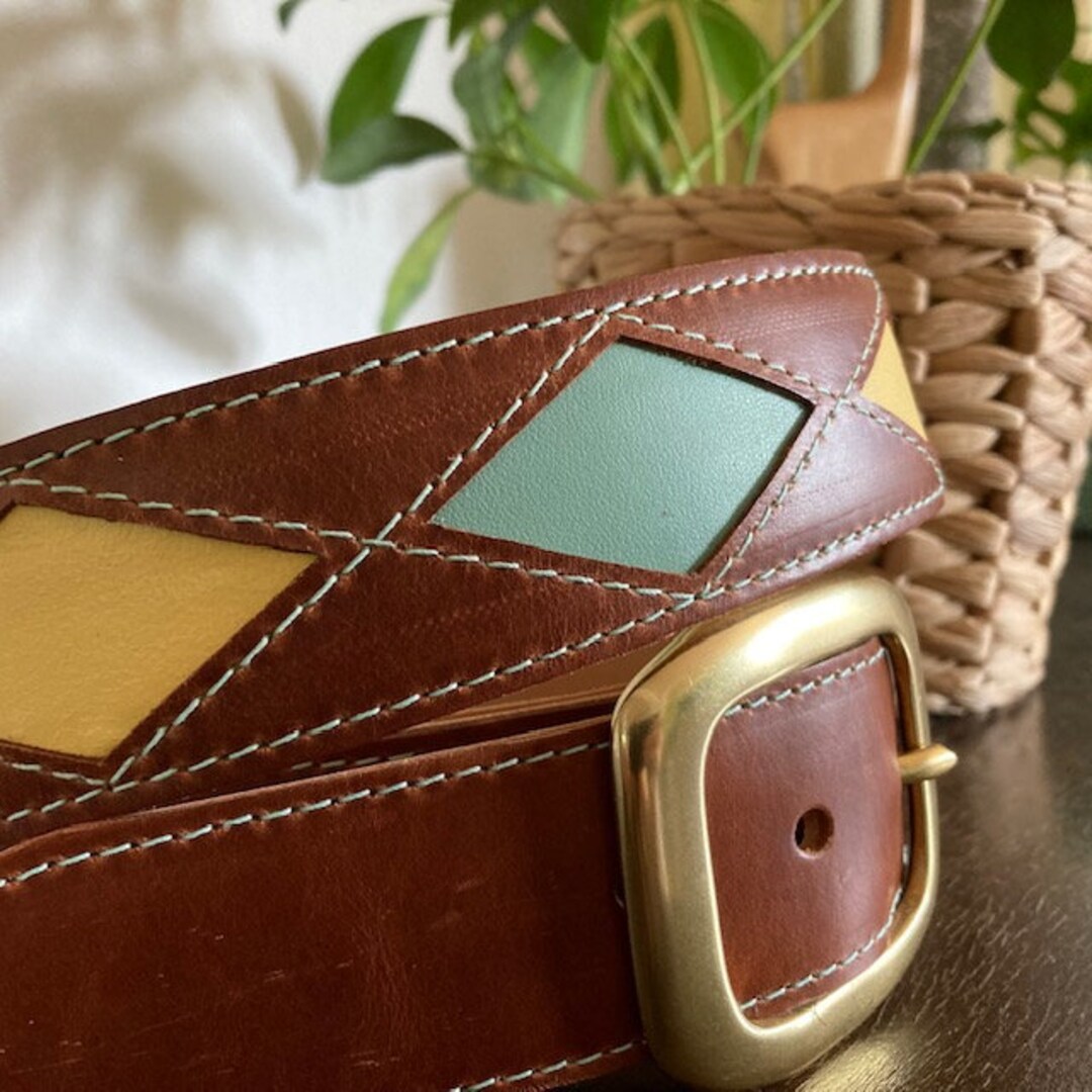 Rockabilly Belt "diamond" , 100% Genuine Leather, 4 Cm - Etsy