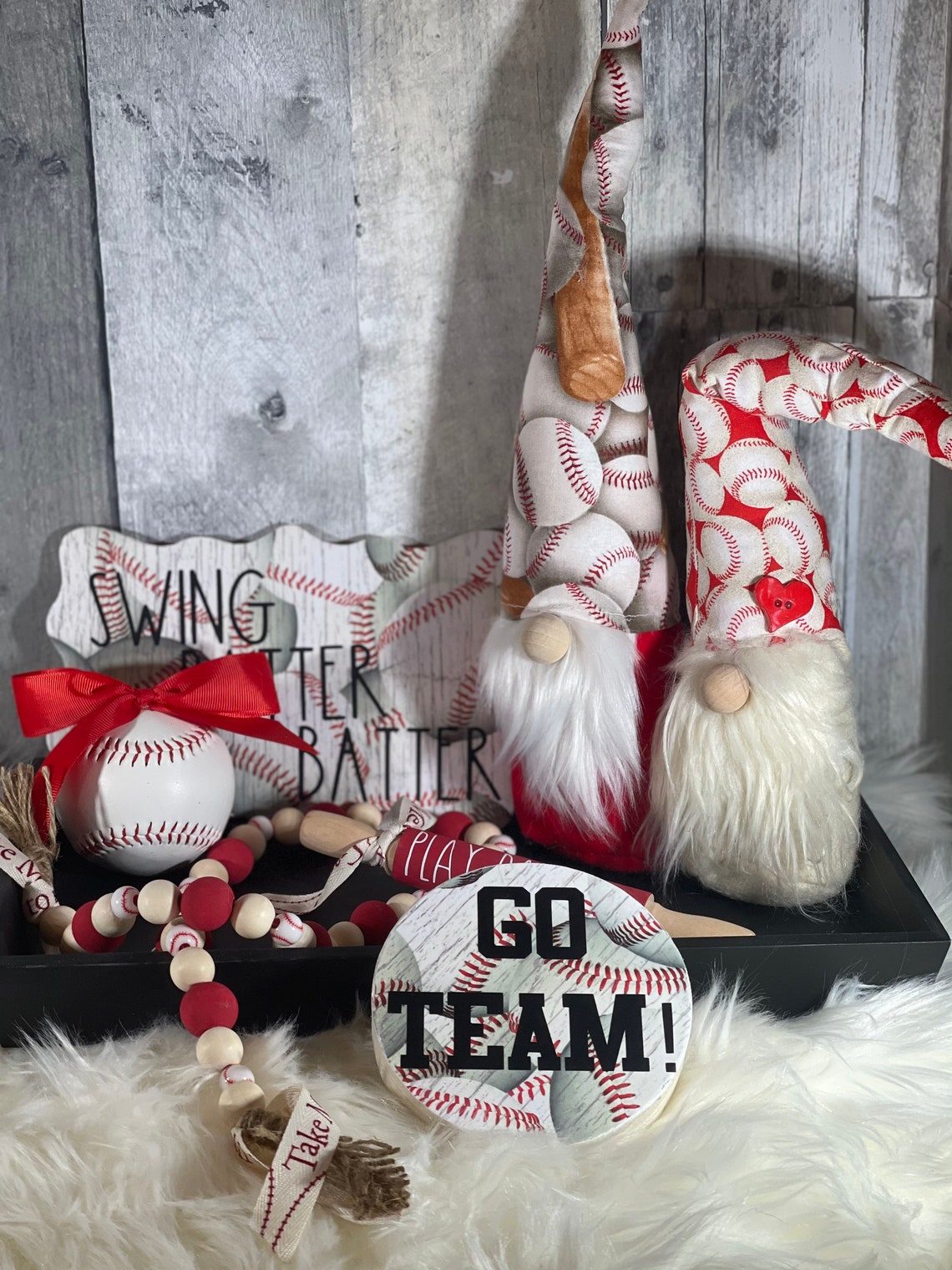 Baseball Themed Wooden Bead Farmhouse Garland - Etsy
