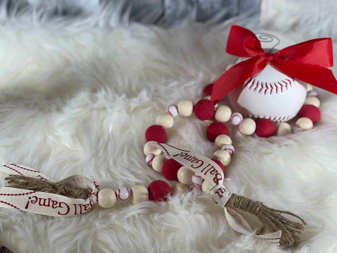 Baseball Themed Wooden Bead Farmhouse Garland - Etsy