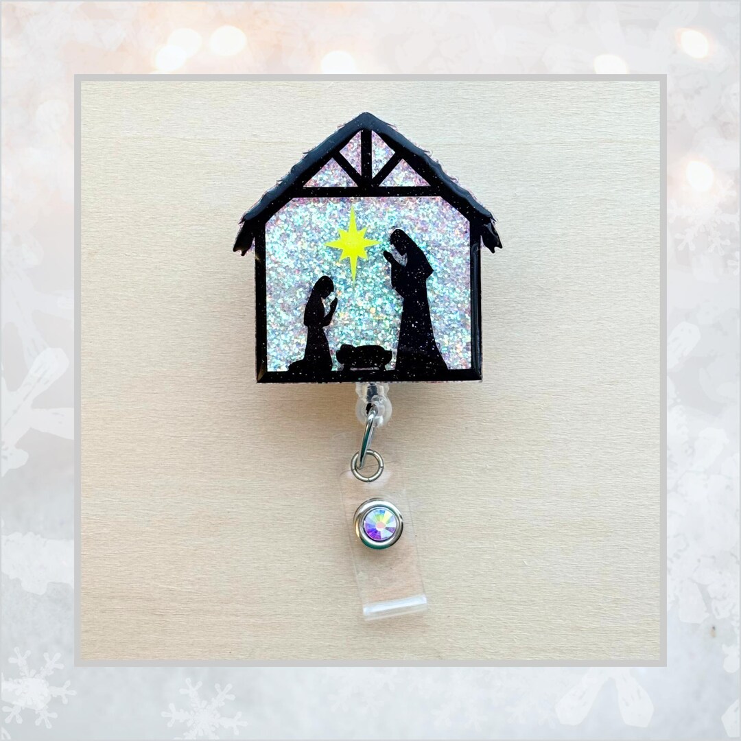 Nativity Scene Glitter Badge Reel - Etsy