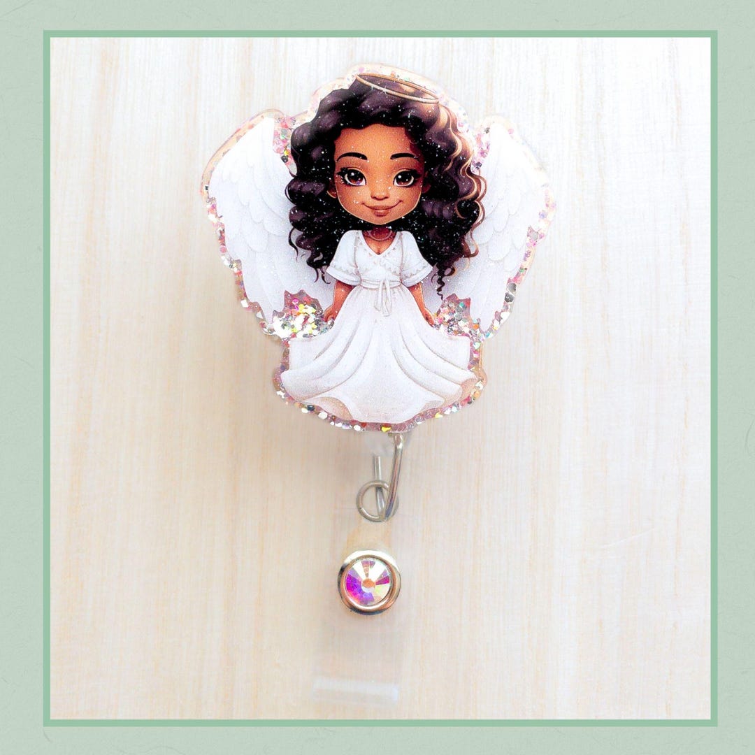 Beautiful Angel Glitter Badge Reel - Etsy