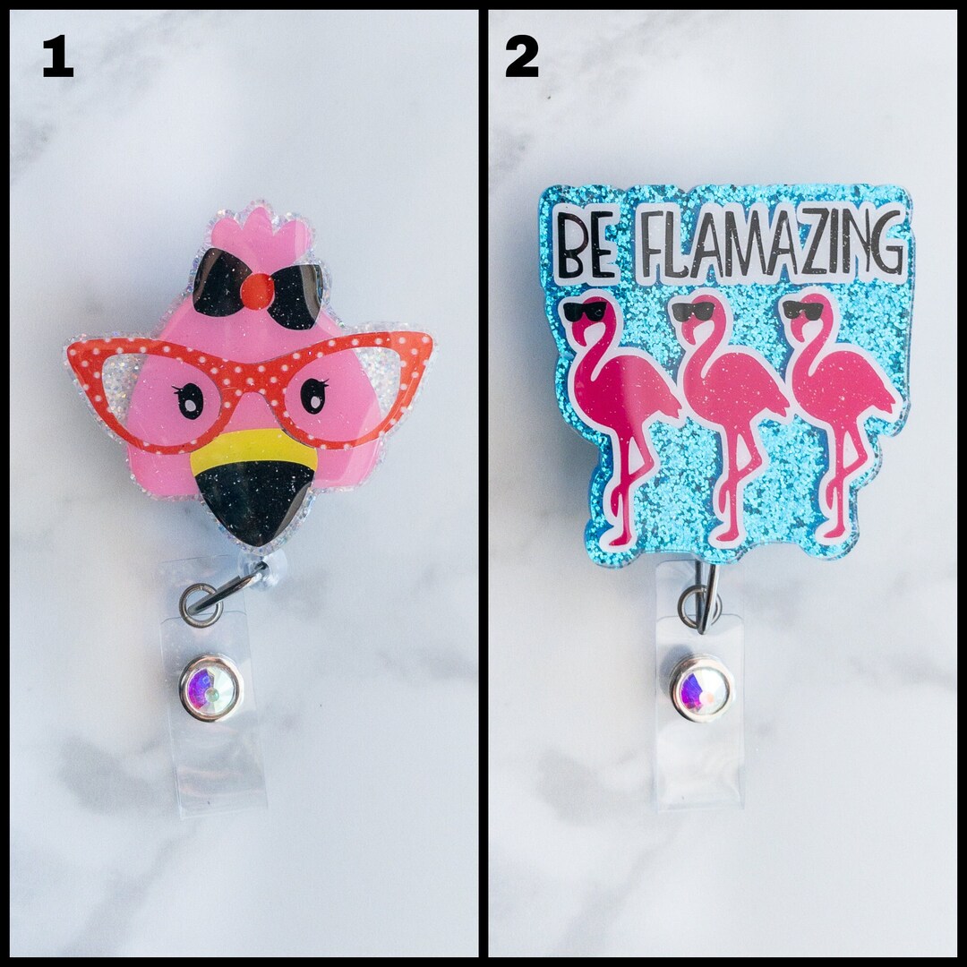 Cute Flamingo Bird Badge Reel - Etsy