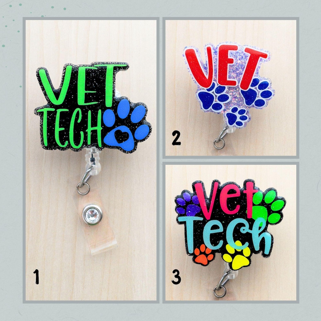 Vet Tech Veterinarian Cute Paw Print Badge Reel - Etsy