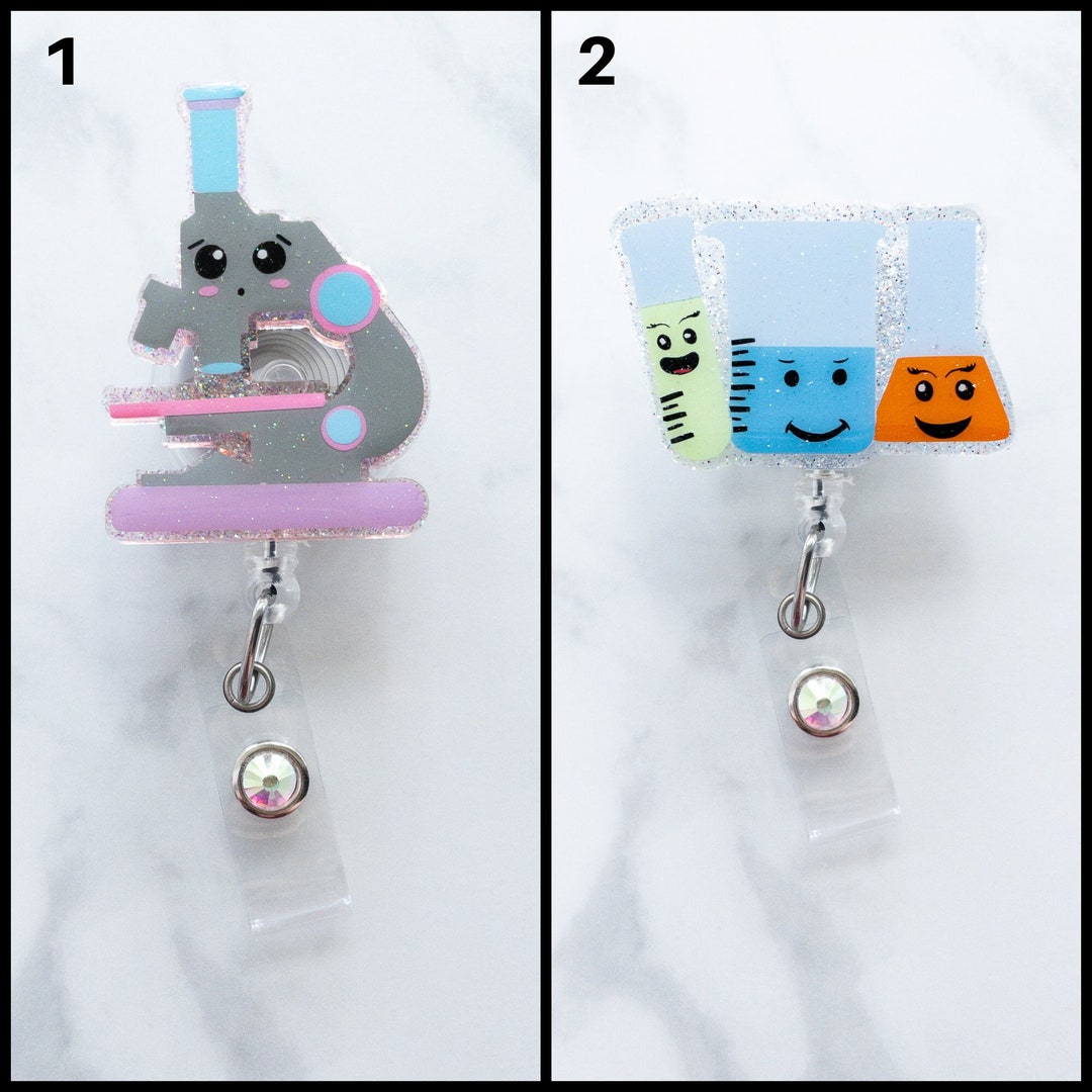 Fun Microscope Lab Tech Glitter Badge Reel - Etsy