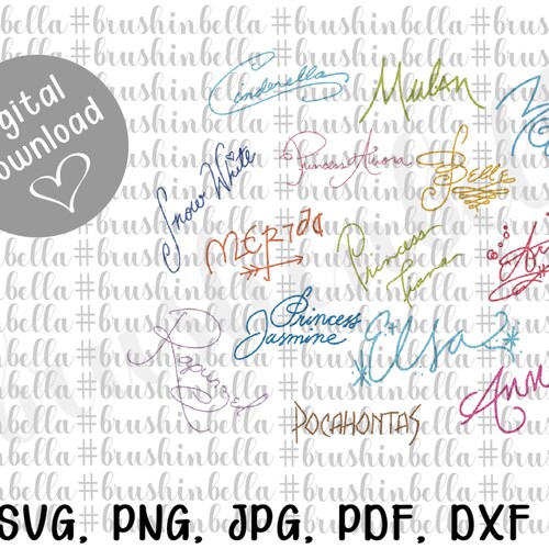 Princess Signatures/autograph SVG PNG JPG Elsa Anna - Etsy