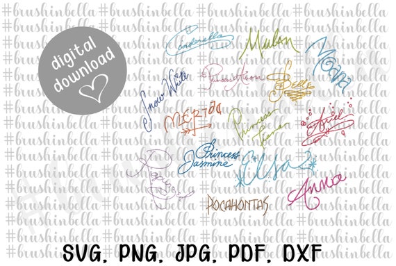 Princess Signatures/autograph SVG PNG JPG Elsa Anna | Etsy