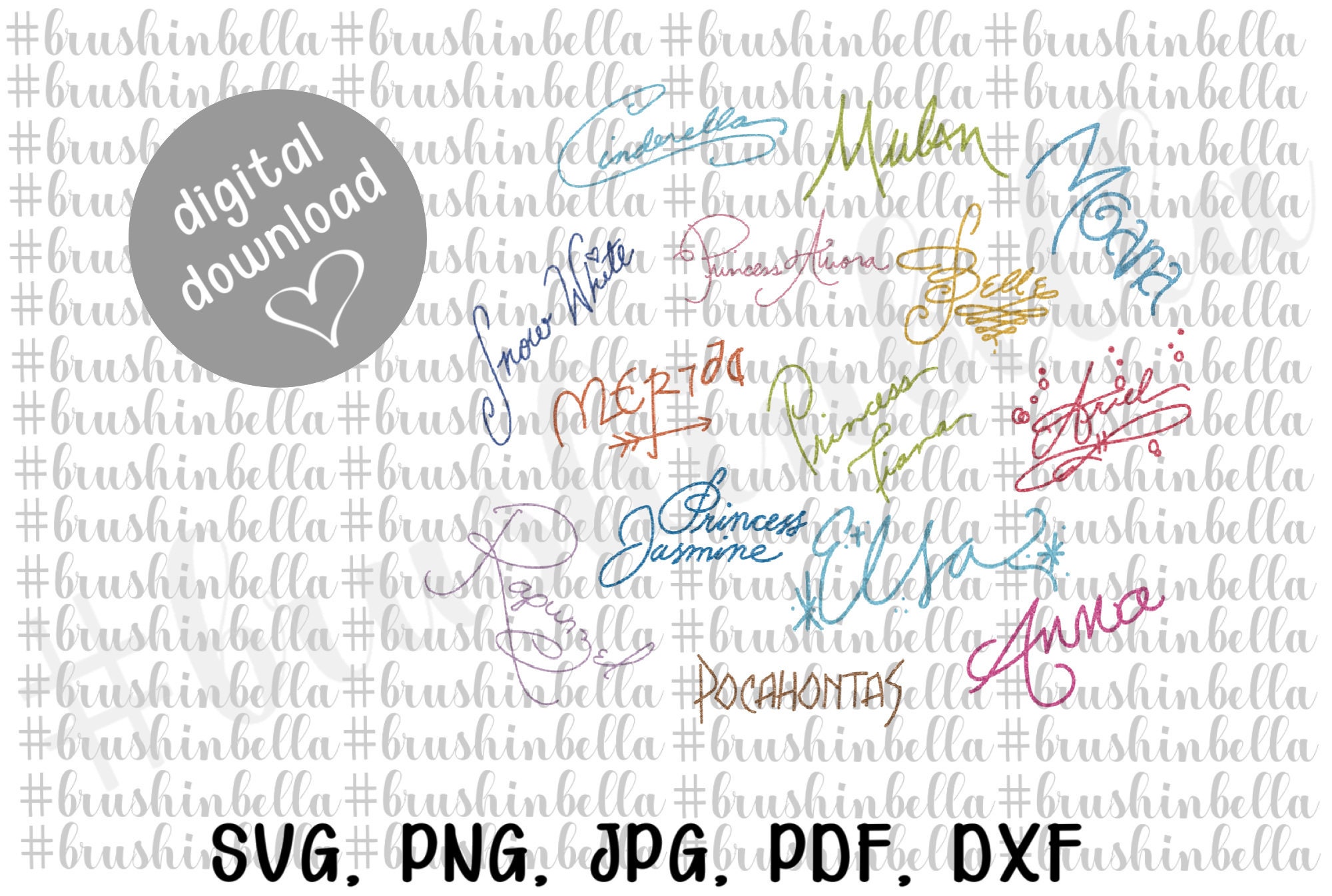 Princess Signatures/autograph SVG PNG JPG Elsa Anna - Etsy Australia