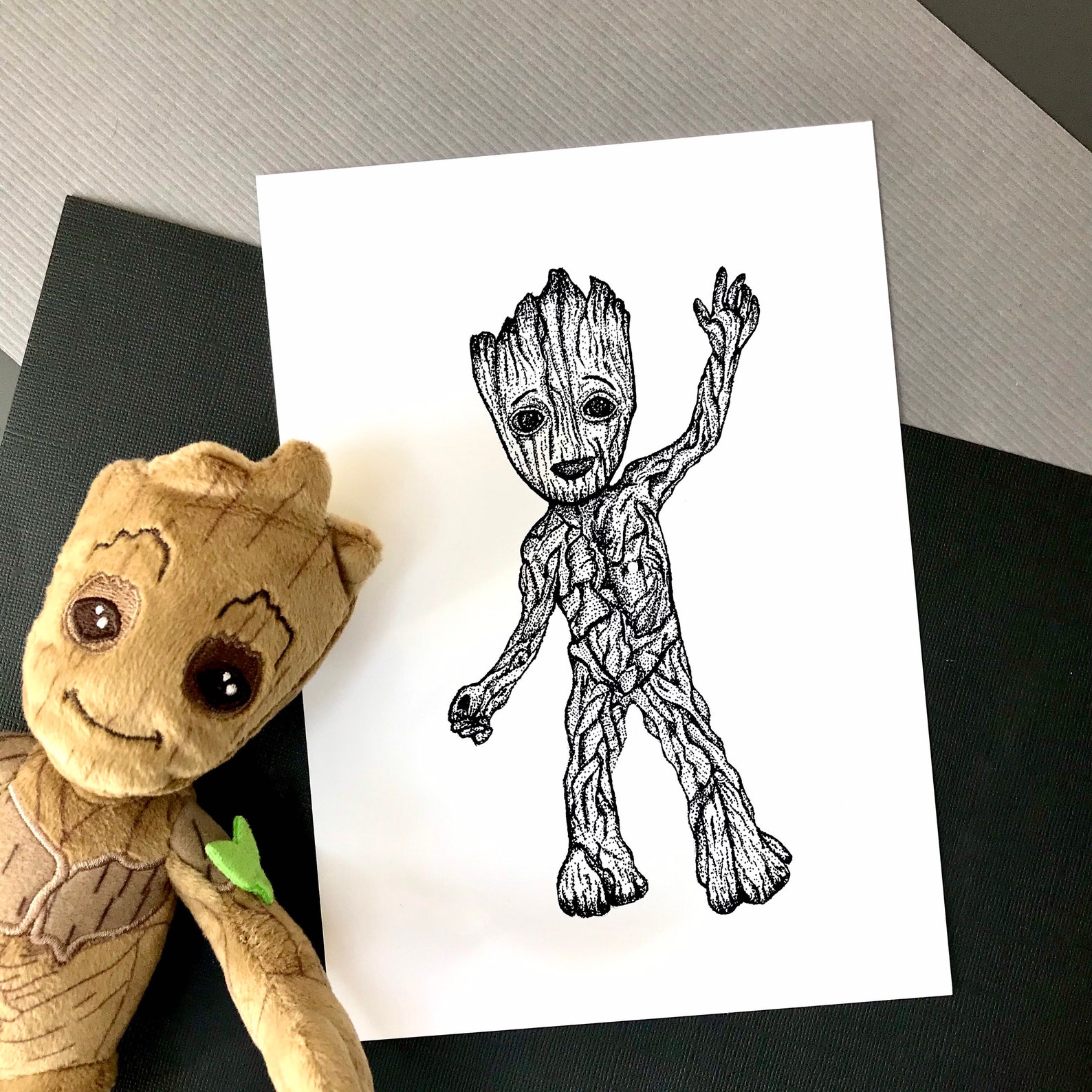 Baby Groot Art Print Guardians of the Galaxy Dot Work - Etsy