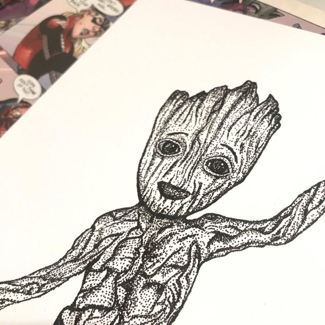 Baby Groot Art Print Guardians of the Galaxy Dot Work - Etsy