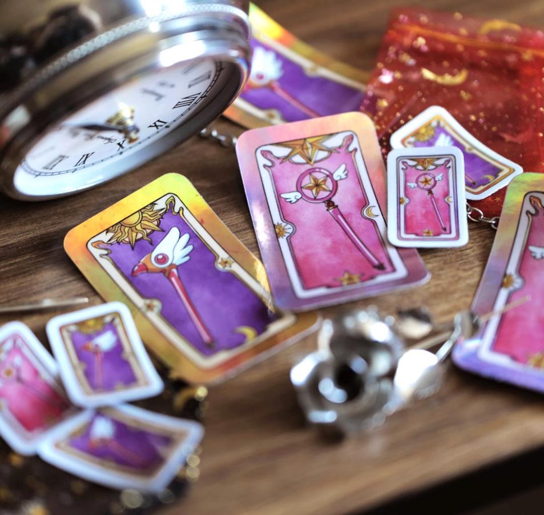 Card Captor Sakura Card Holographic Stickers | Clow Wand and Sakura ...