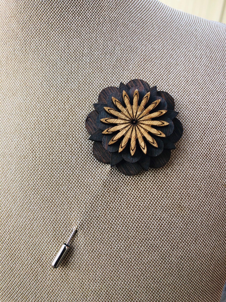 Multi Wooden Blossom Flower Lapel Pin - Etsy