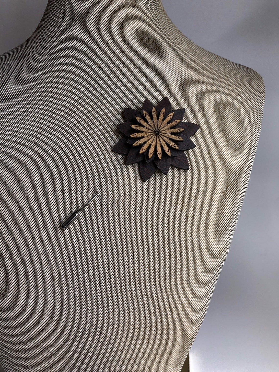 Wooden Flower Lapel Pin - Etsy