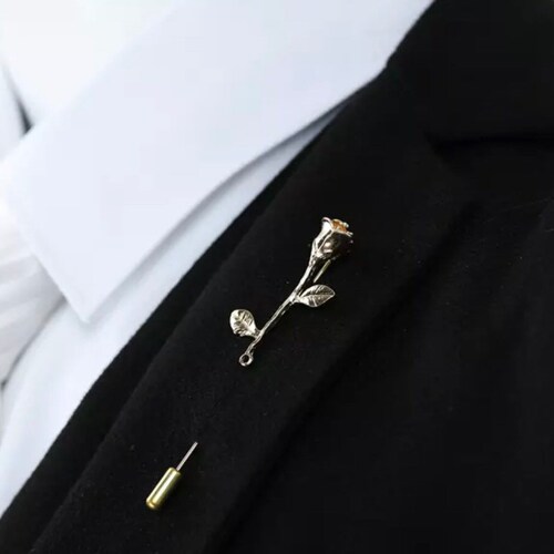 Lapel Pin Rose Flower Gold Metal Wedding Pin - Etsy