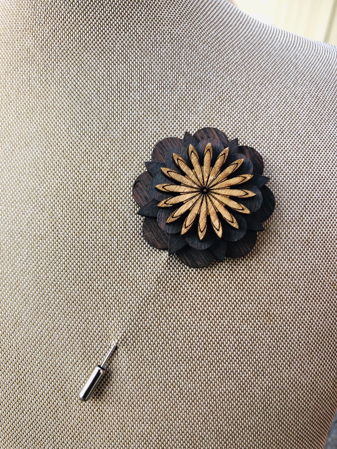 Multi Wooden Blossom Flower Lapel Pin | Etsy